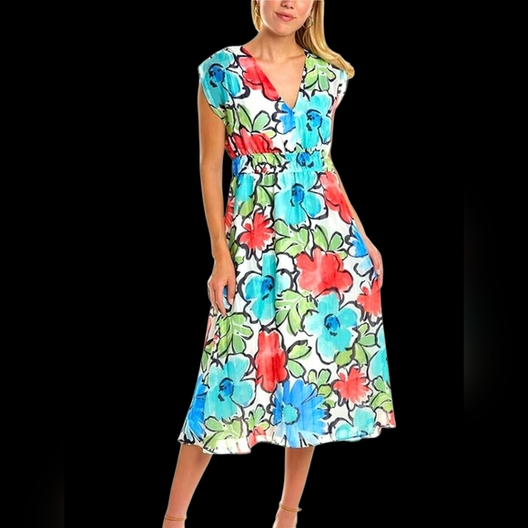 Maggy London | Dresses | Maggy London Colorful Floral Midi Dress | Poshmark